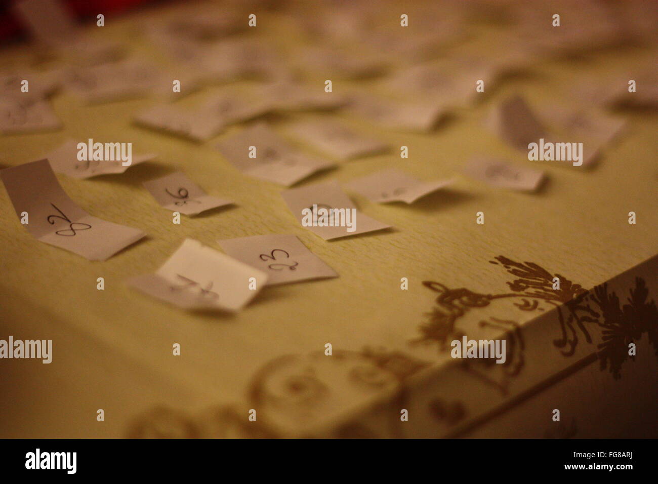 Numbers On Paper At Table Stock Photo - Alamy