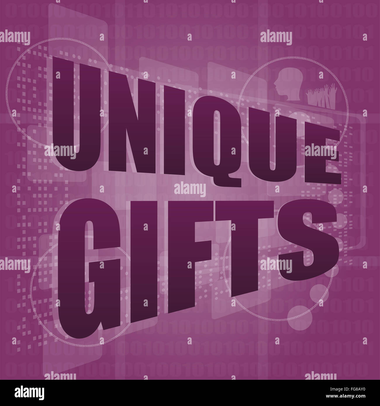 unique gifts text on digital touch screen - holiday concept Stock Photo ...