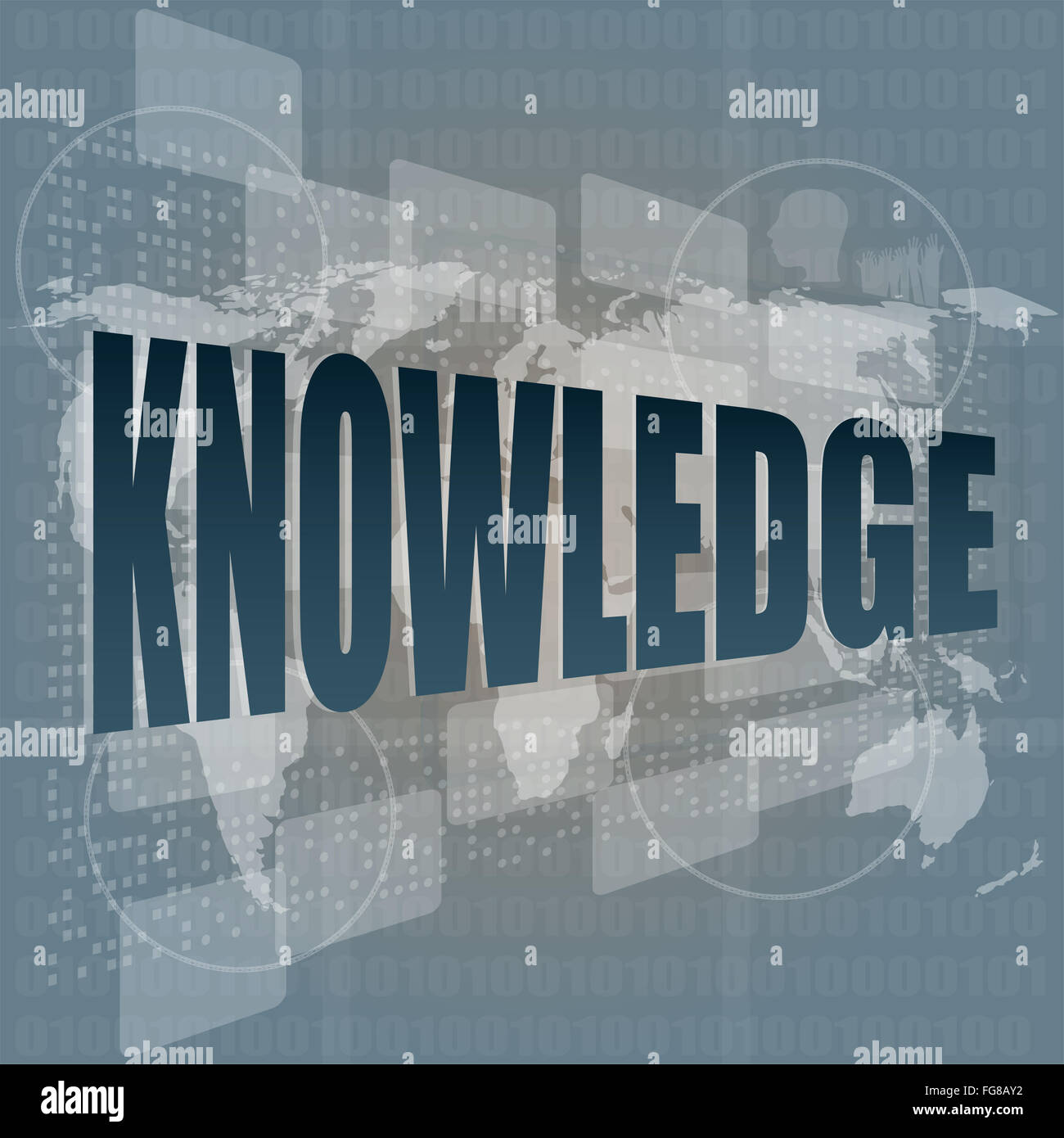 words knowledge on digital screen, education and learn concept Stock ...