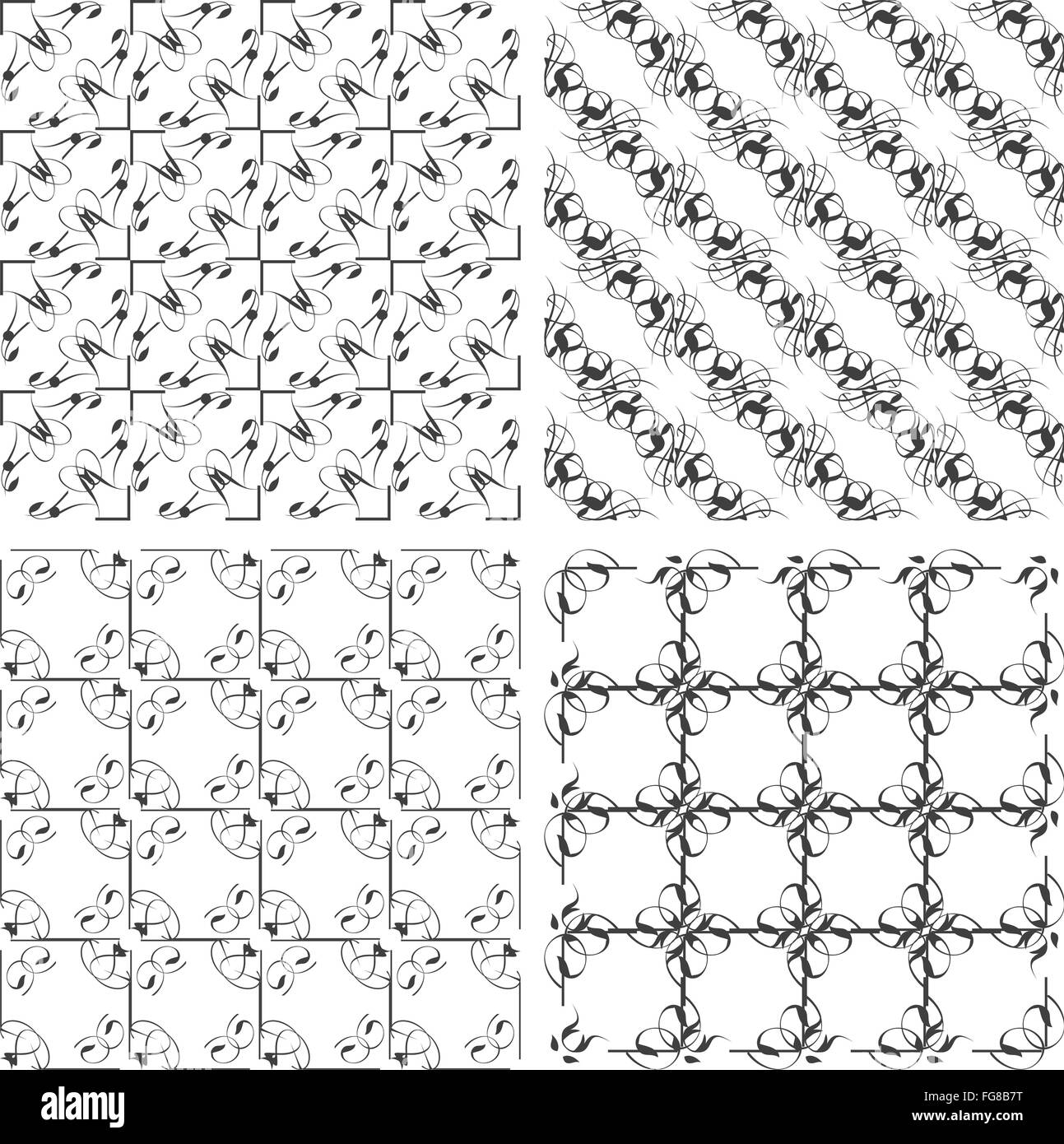 Set of monochrome geometric seamless patterns, backgrounds collection ...