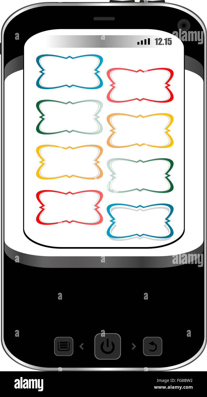 touchscreen mobile phone with a blank stickers set on the screen Stock ...