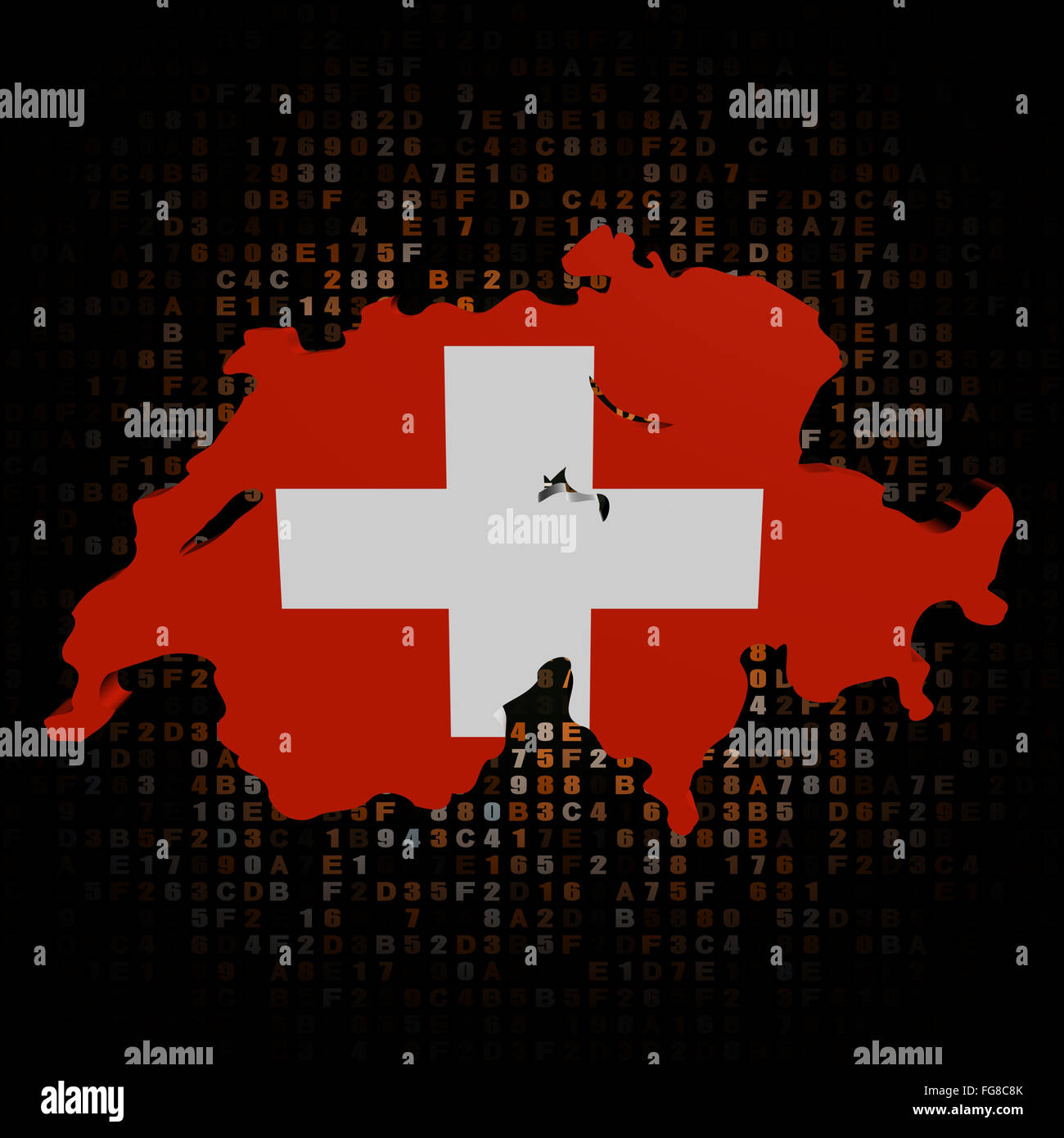 Switzerland map flag on hex code illustration Stock Photo - Alamy
