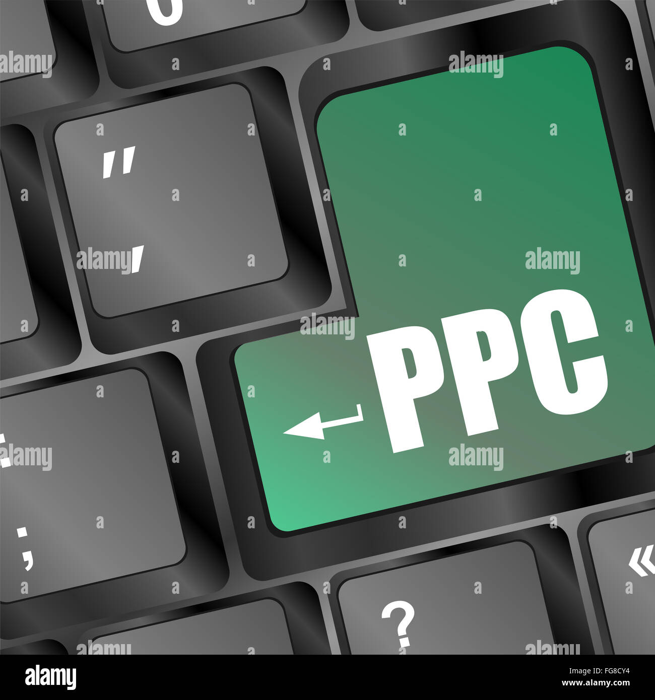 Closeup of a computer keyboard with green button Stock Photo - Alamy