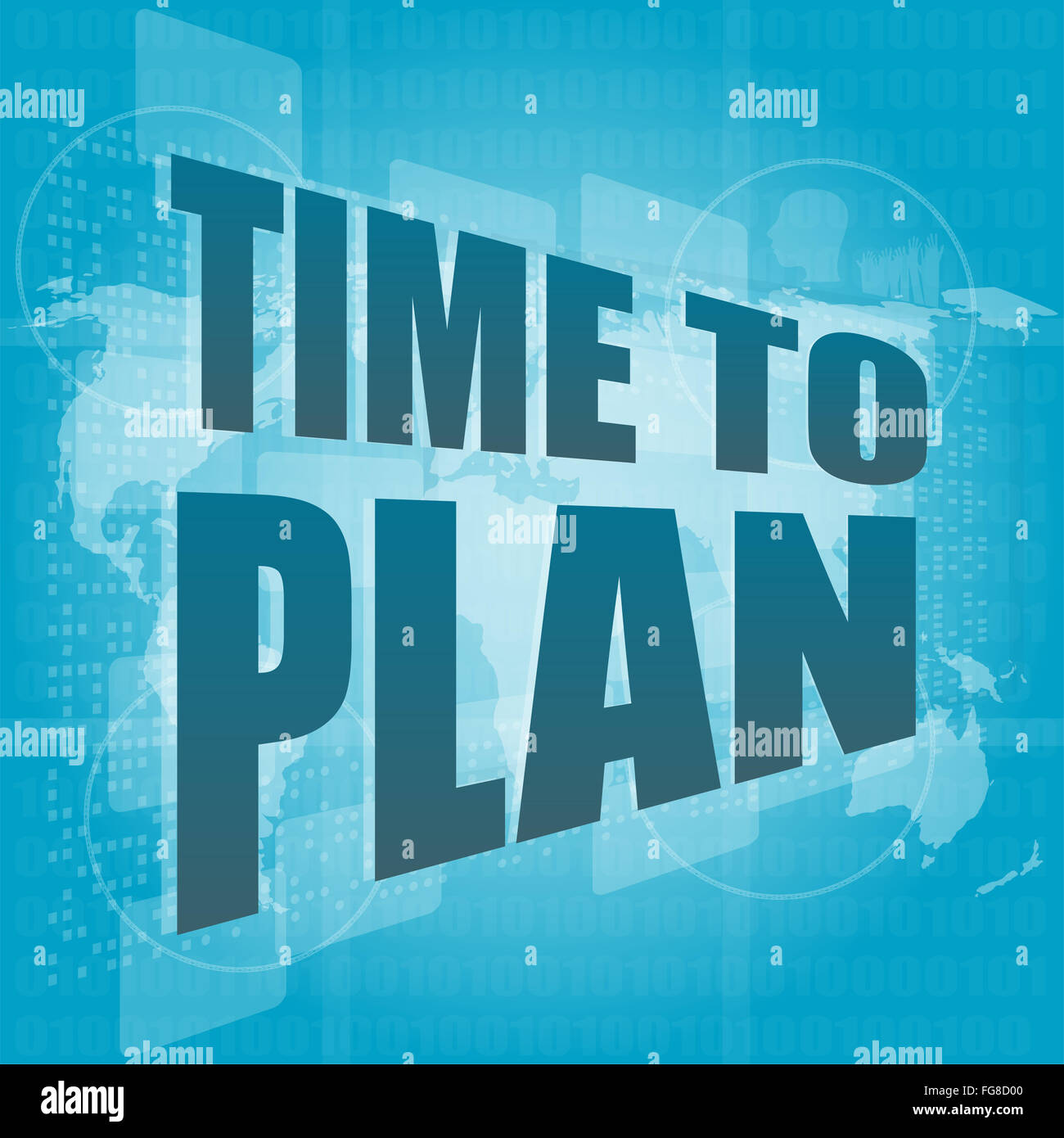 illustration of touch screen with time to plan words Stock Photo - Alamy