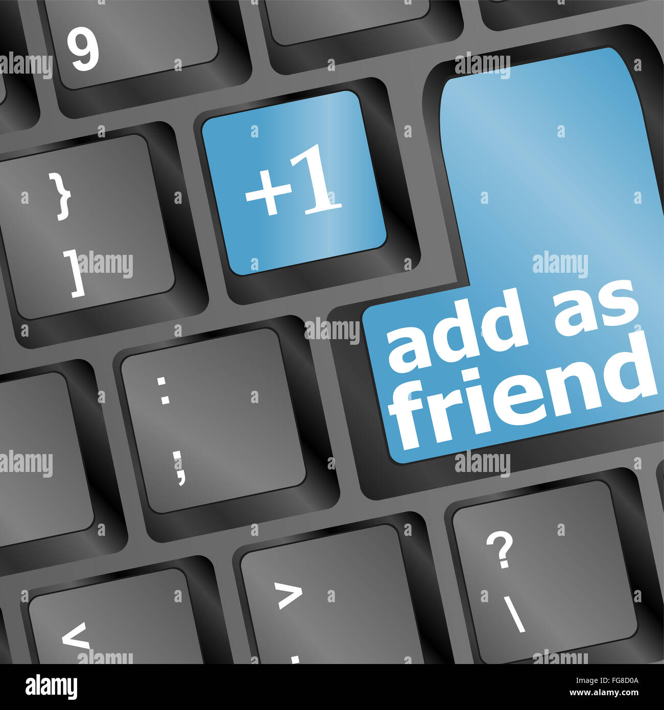Modern keyboard with friends text and people symbols. Social network ...