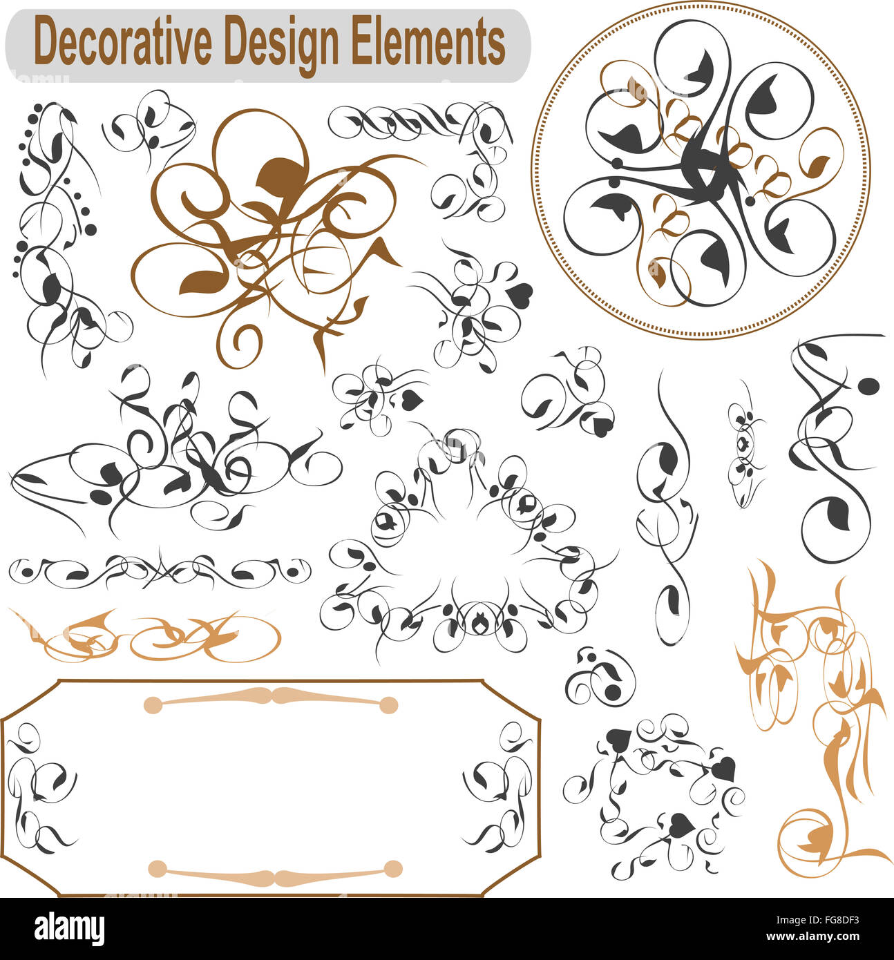 set calligraphic design elements and page decoration Stock Photo - Alamy