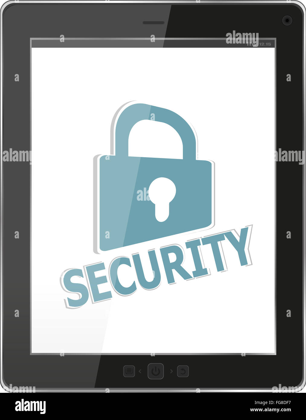 Data protection concept: tablet PC with chains and lock isolated on ...