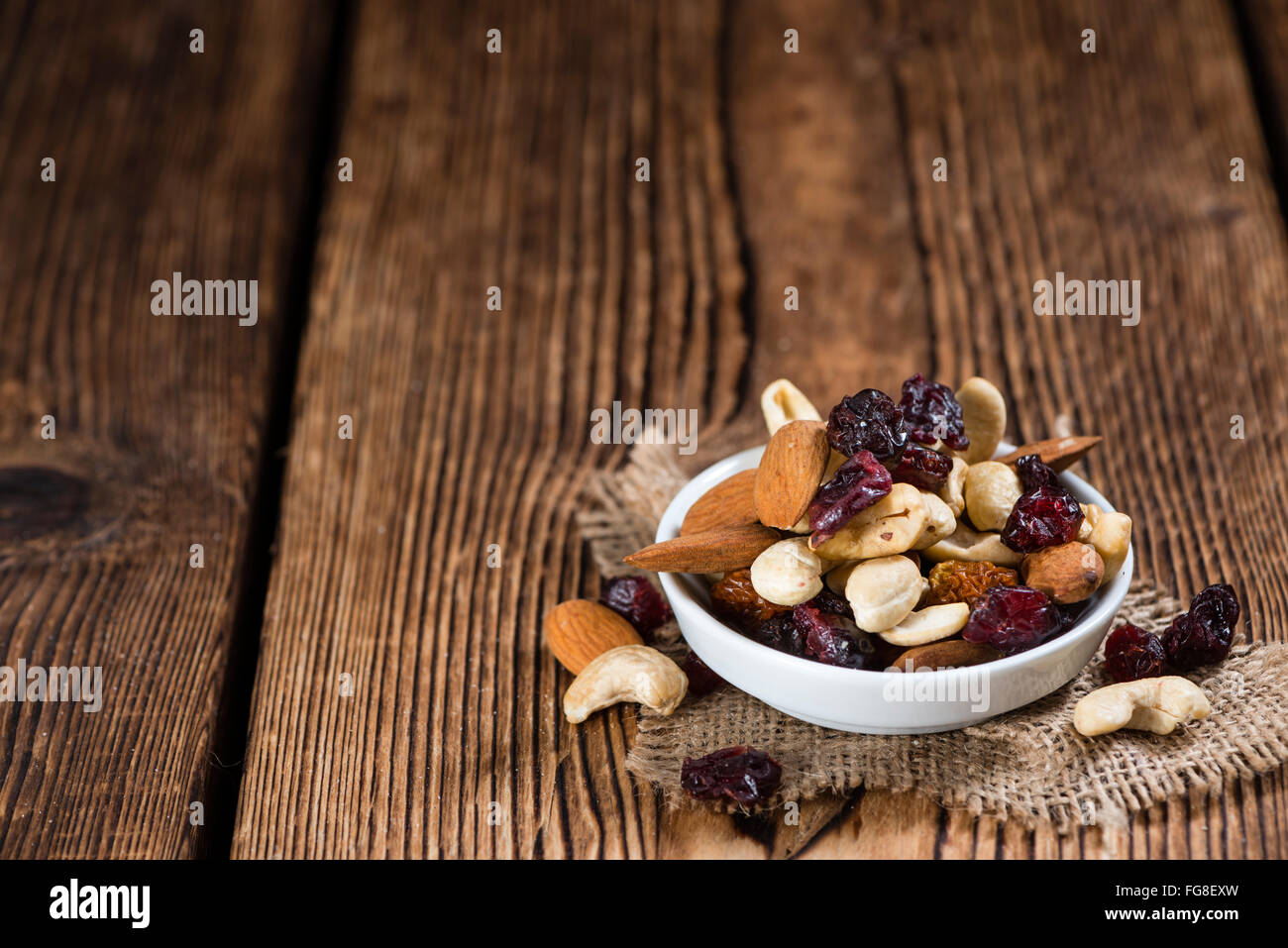 Trail Mix on wooden background (mixed dried fruits with nuts Stock ...