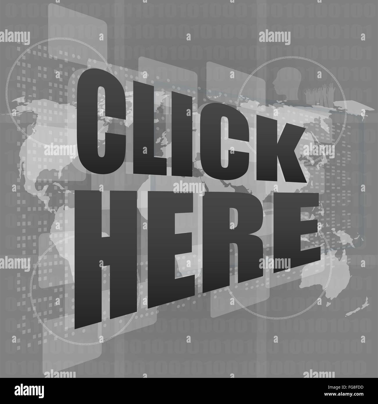 click here text on digital touch screen - business concept Stock Photo ...