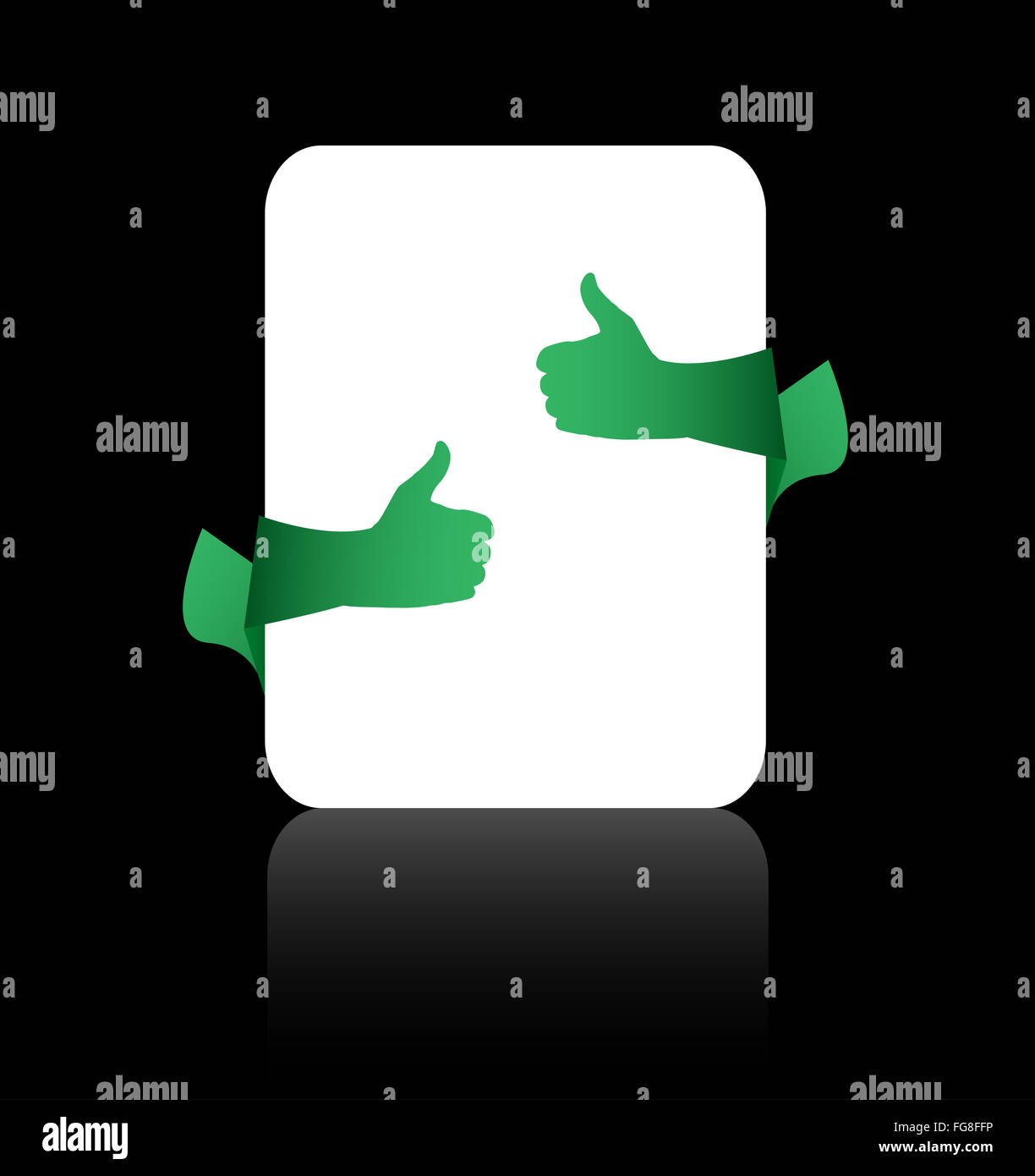 Thumb up like hand sign цшер empty card on black background Stock Photo ...