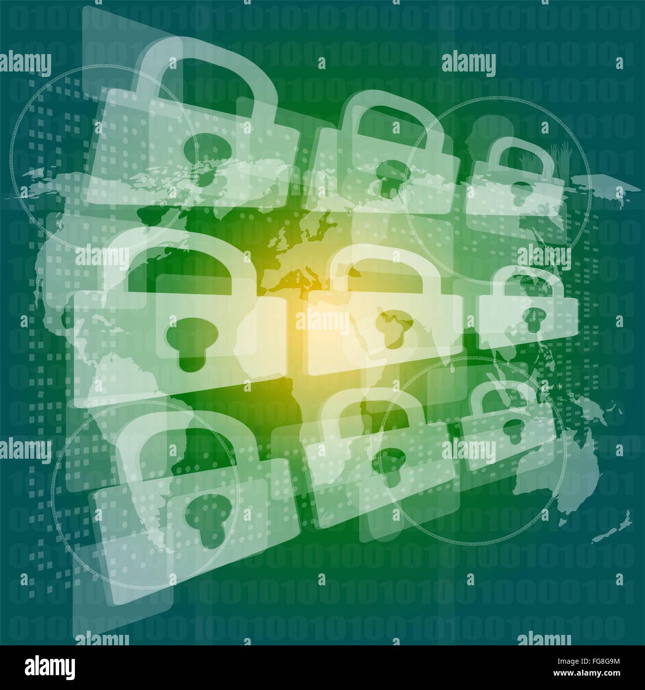 Security concept: Lock on digital screen, contrast Stock Photo - Alamy
