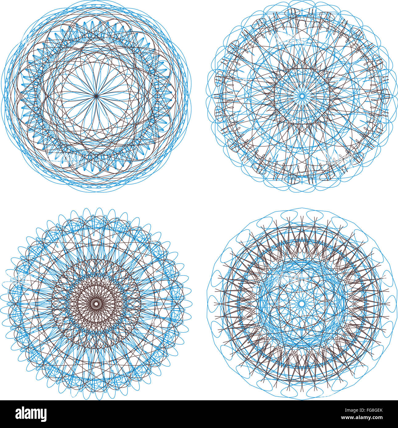 Ornamental round floral pattern. Set of four colorful ornament Stock ...