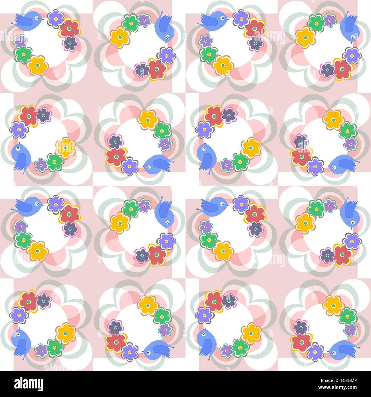 Background pattern birds flowers leaves Cut Out Stock Images & Pictures ...