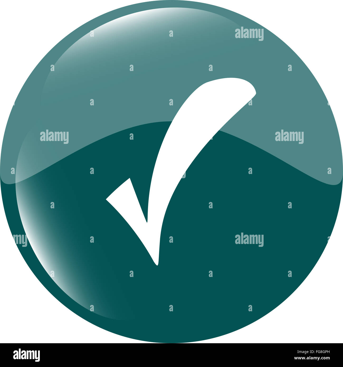 Green glossy web button with check mark sign. Rounded square shape icon ...