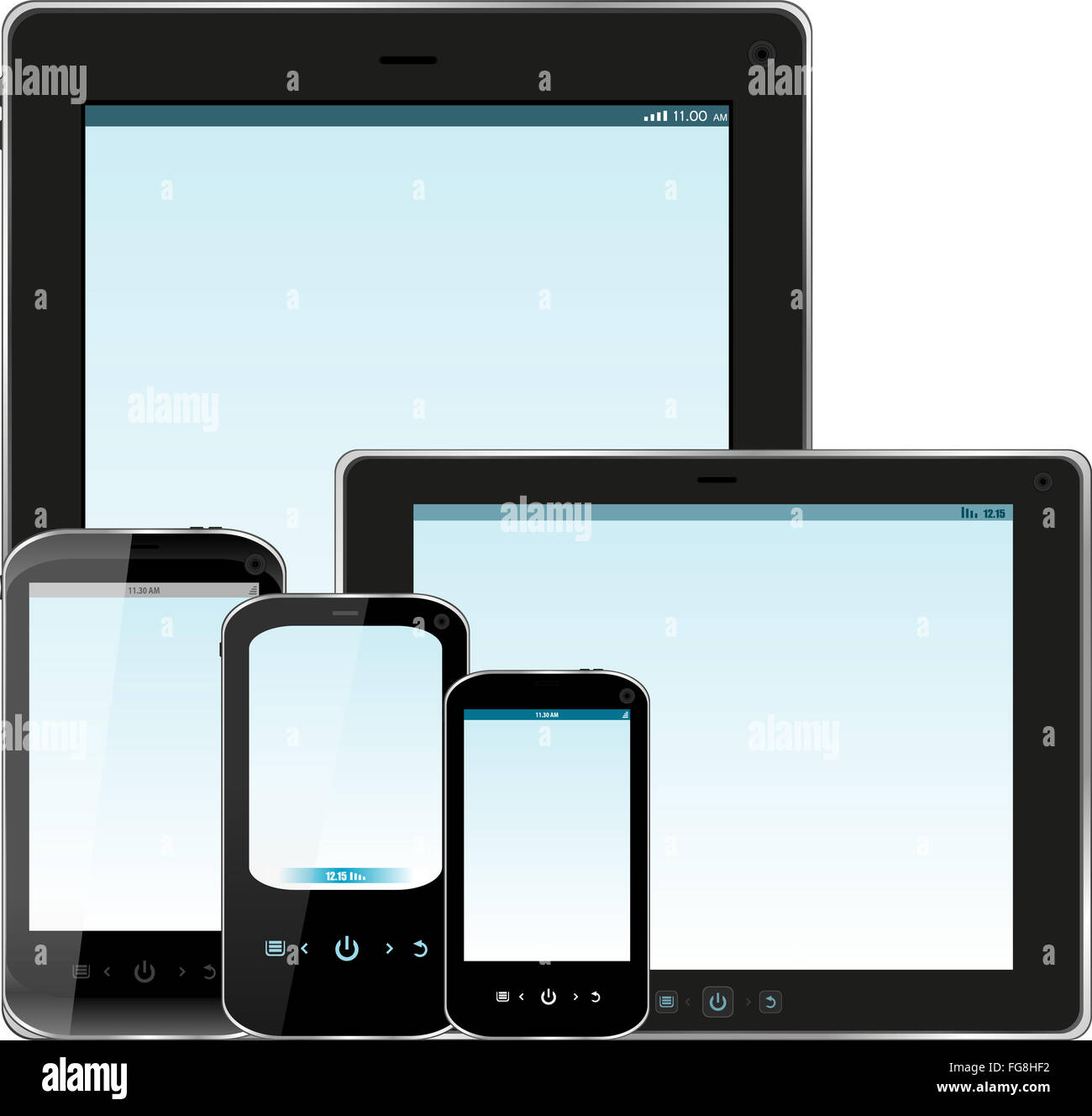 Set of realistic display, tablet computer and mobile phone template ...