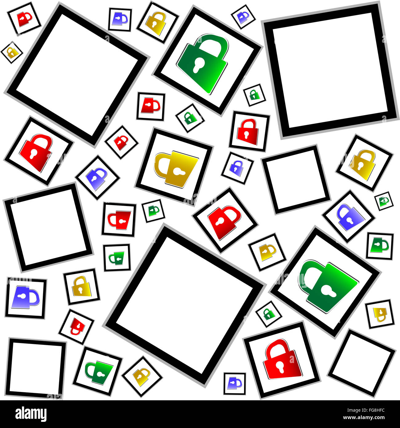 Locks seamless pattern background with black empty frame Stock Photo ...