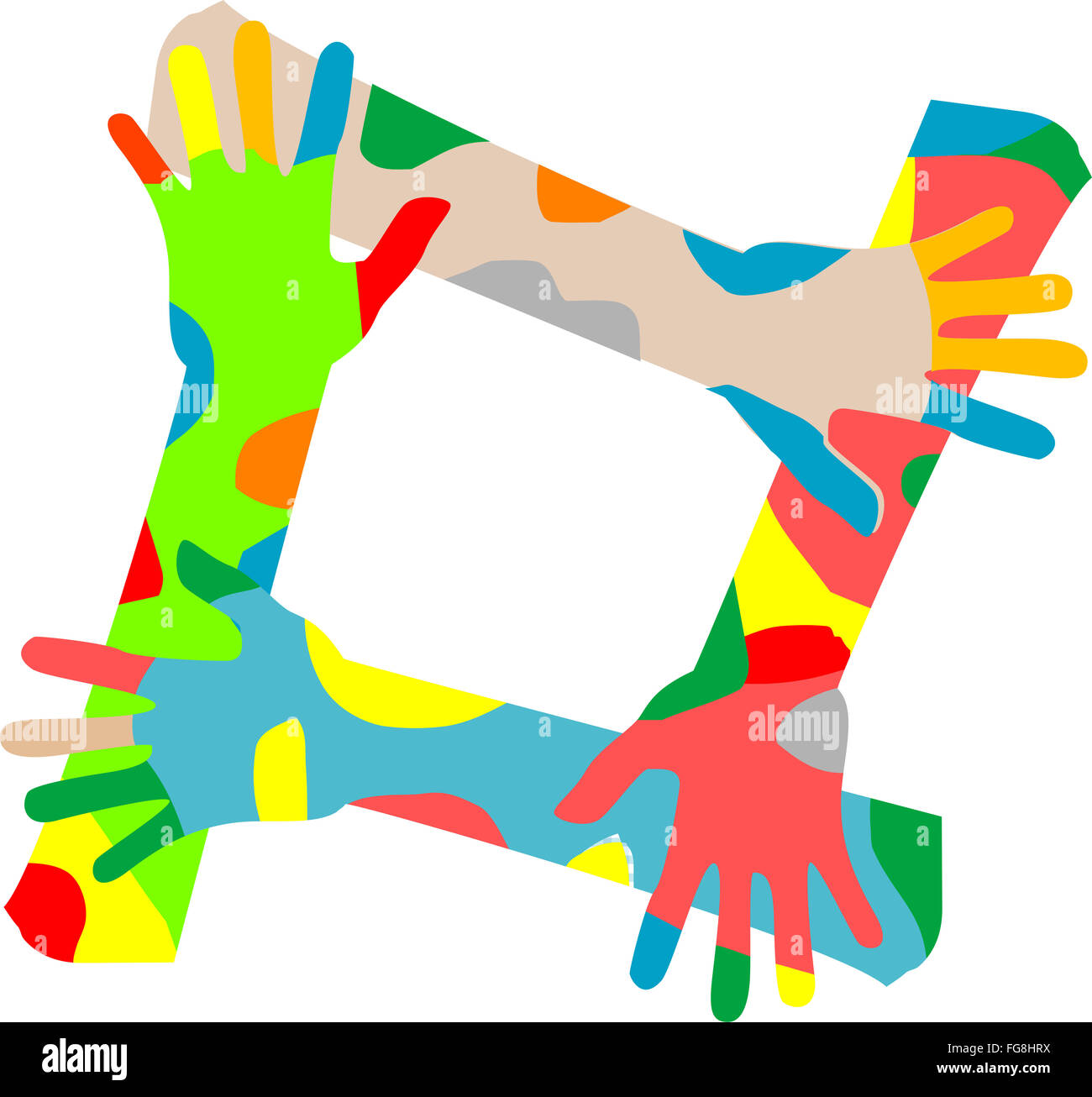 Multicolored hands isolated on a white background Stock Photo - Alamy