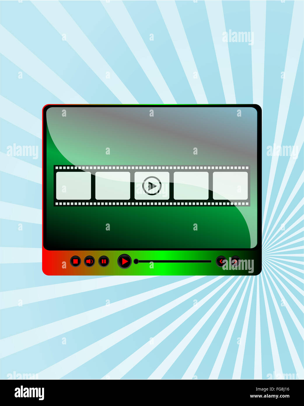 Video Movie Media Player on abstract blue ray background Stock Photo ...