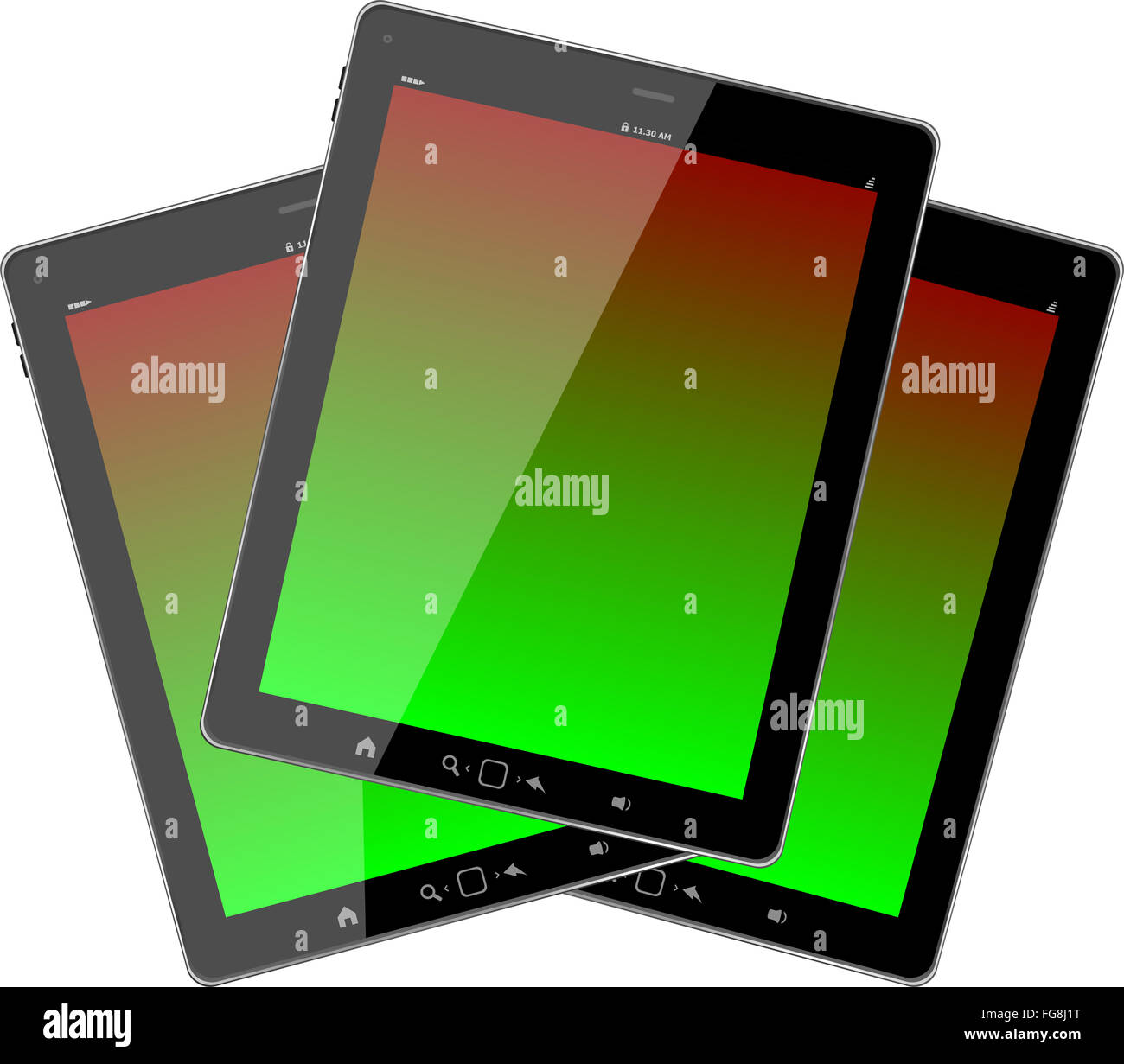 Photo-realistic illustration of different colored vertical tablet pc ...