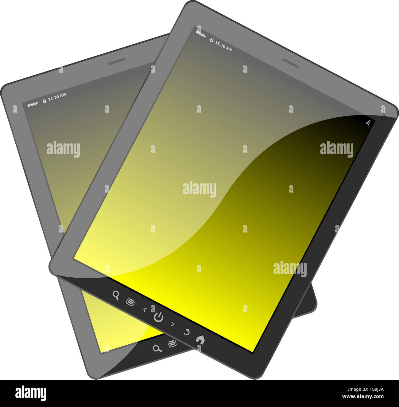 Photo-realistic illustration of different colored vertical tablet pc ...