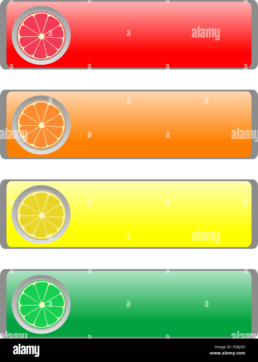 desert fruit button set, kiwi lemon orange grapes Stock Photo - Alamy