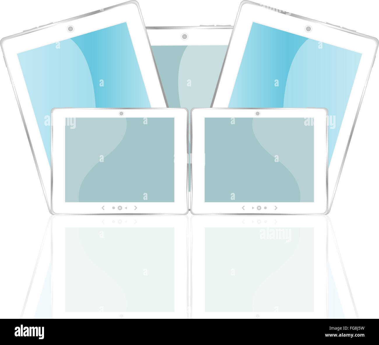 white glossy tablet pc isolated on white reflective background Stock ...