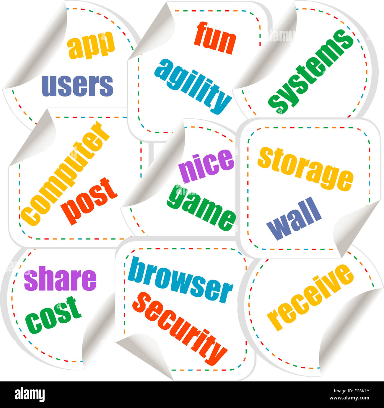 Cloud computing concept design - stickers set Stock Photo - Alamy