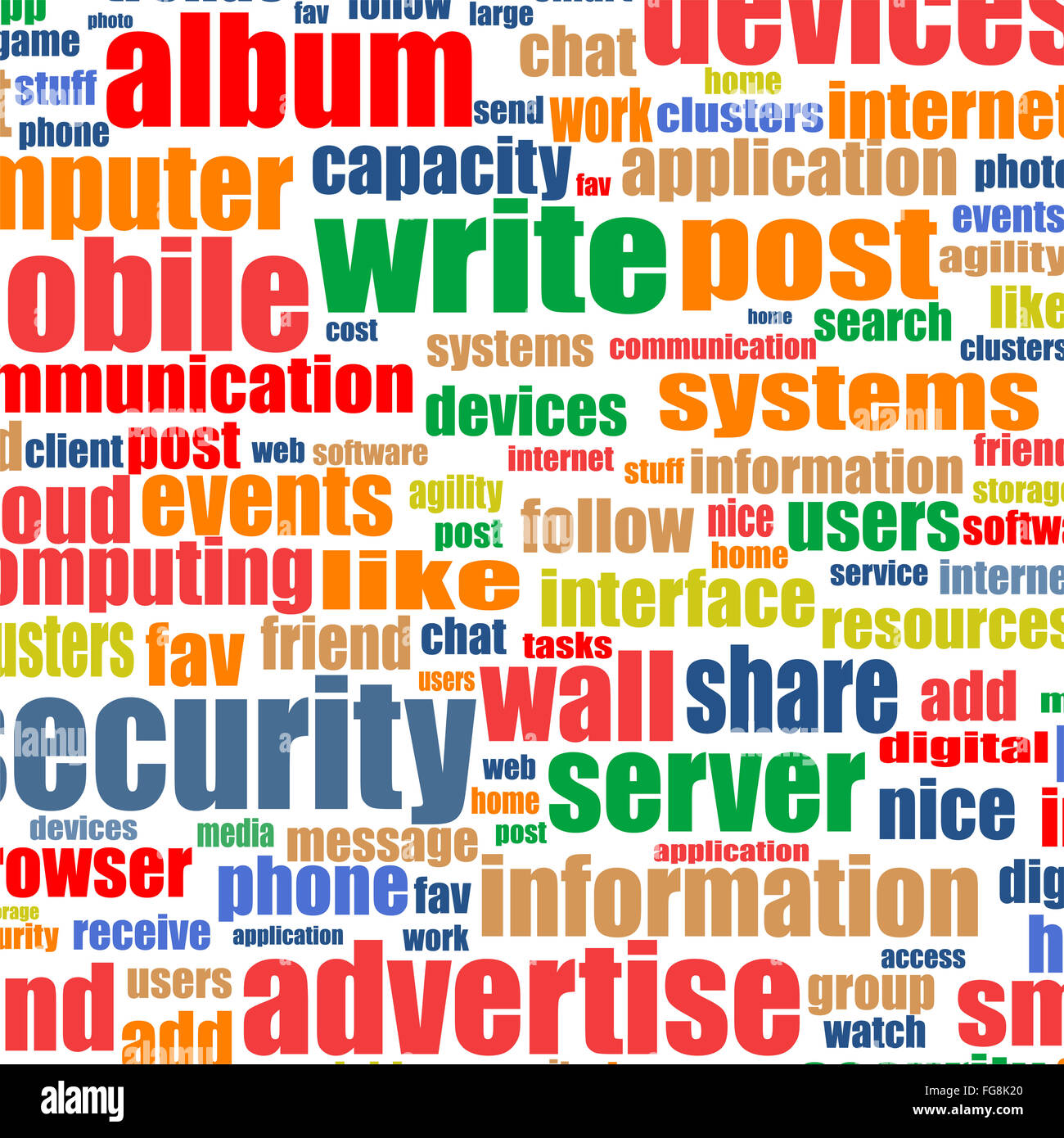 Social media concept in word tag cloud. internet background Stock Photo ...