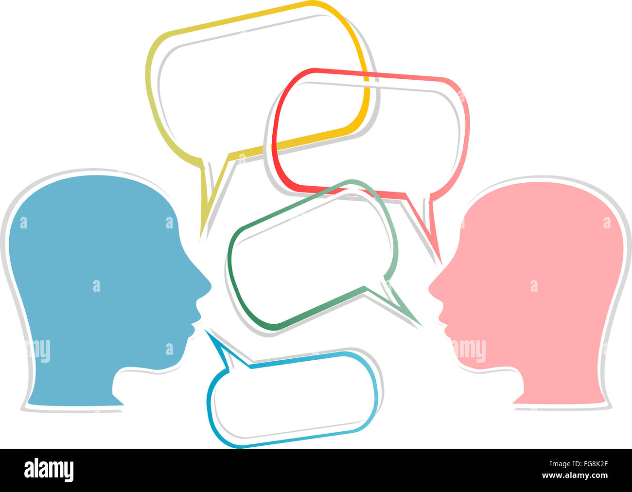 dialogue concept. human head with speech bubbles Stock Photo - Alamy