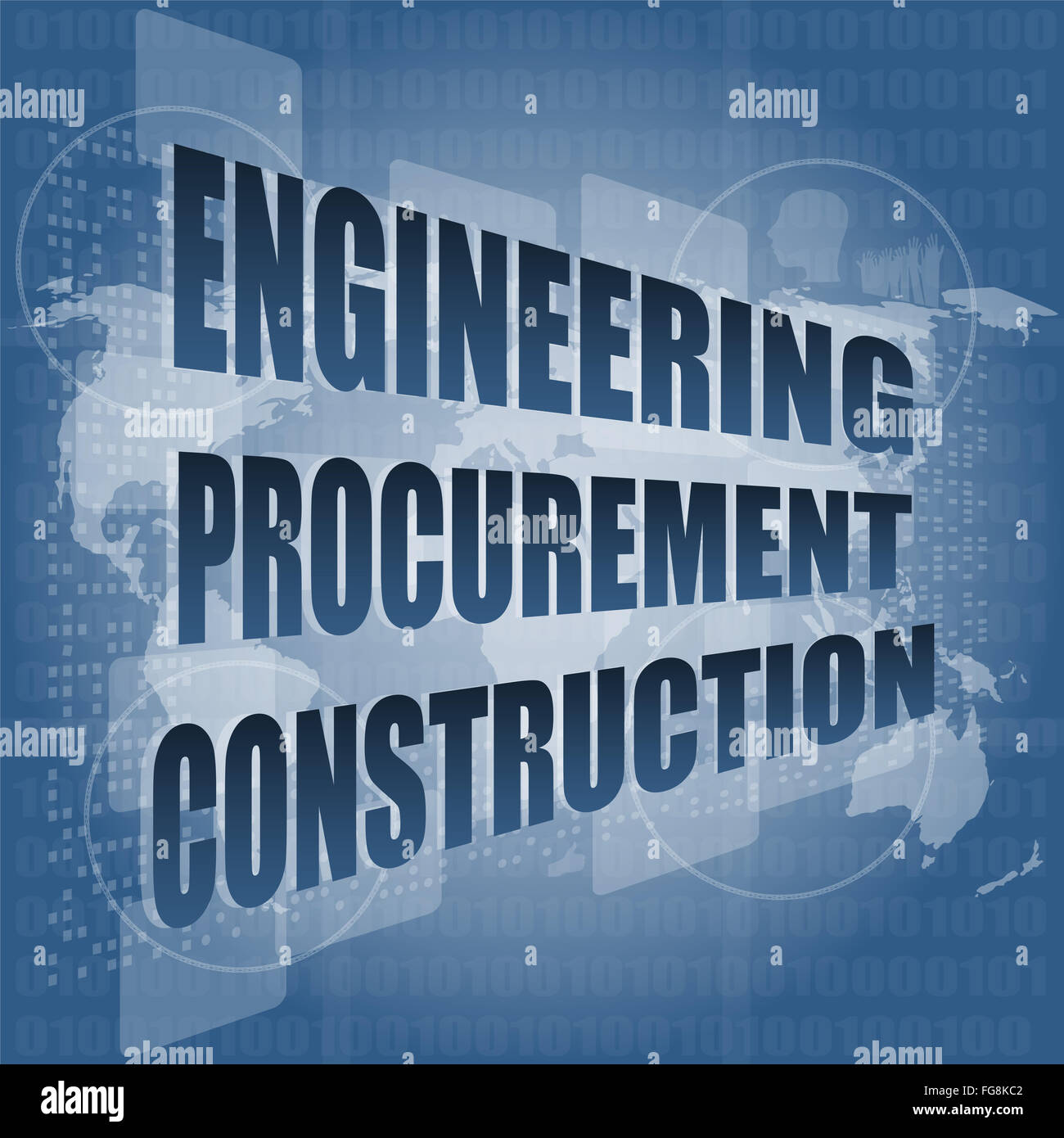 engineering procurement construction word on business digital touch ...
