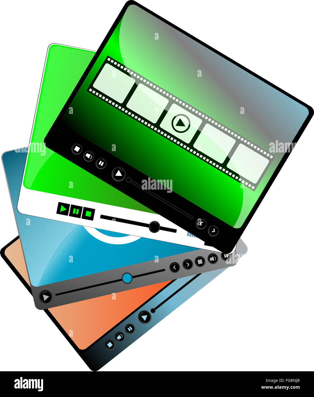 video movie media player interface set isolated on white Stock Photo ...