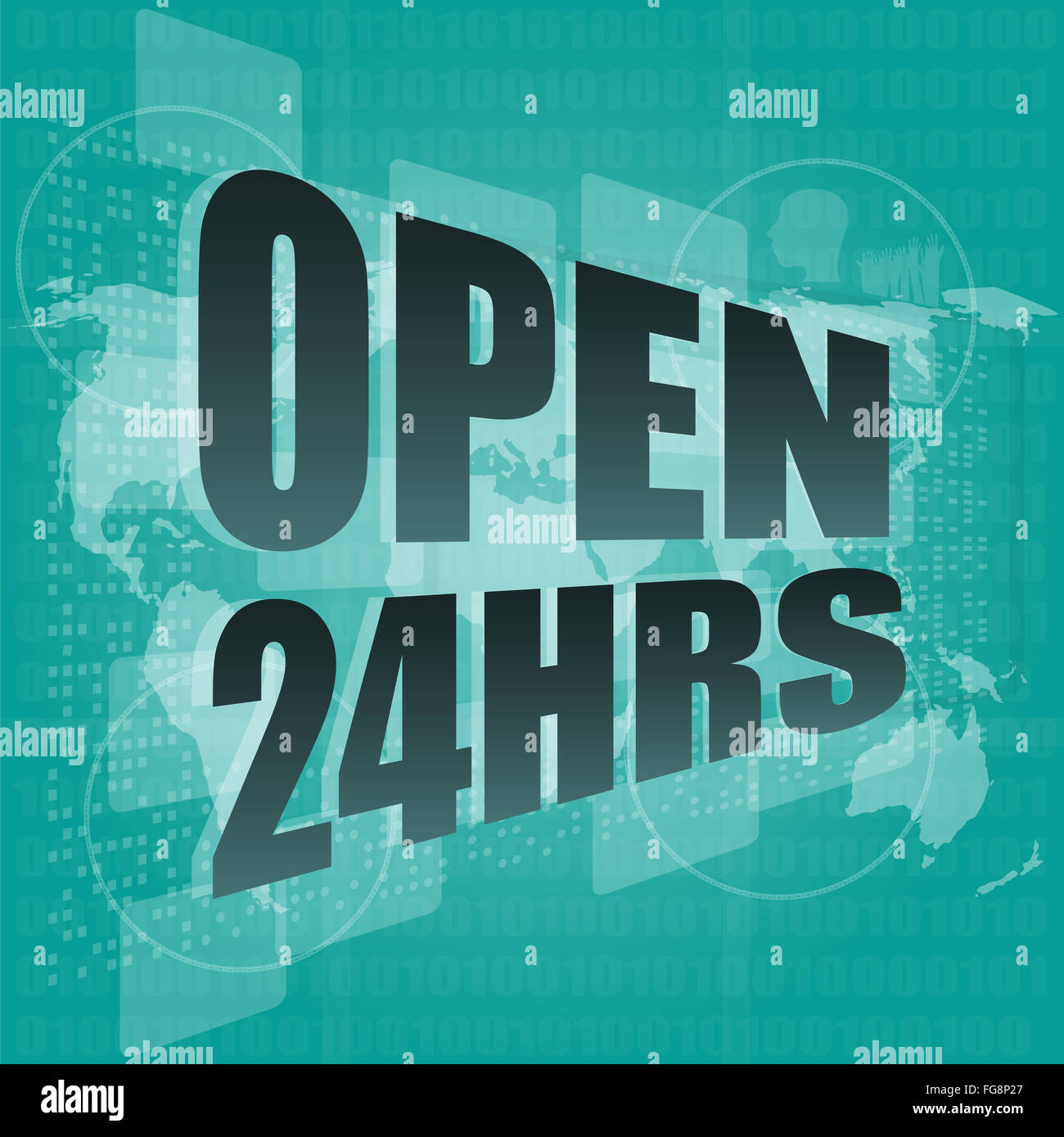 Security concept: open 24 hours on digital screen Stock Photo - Alamy