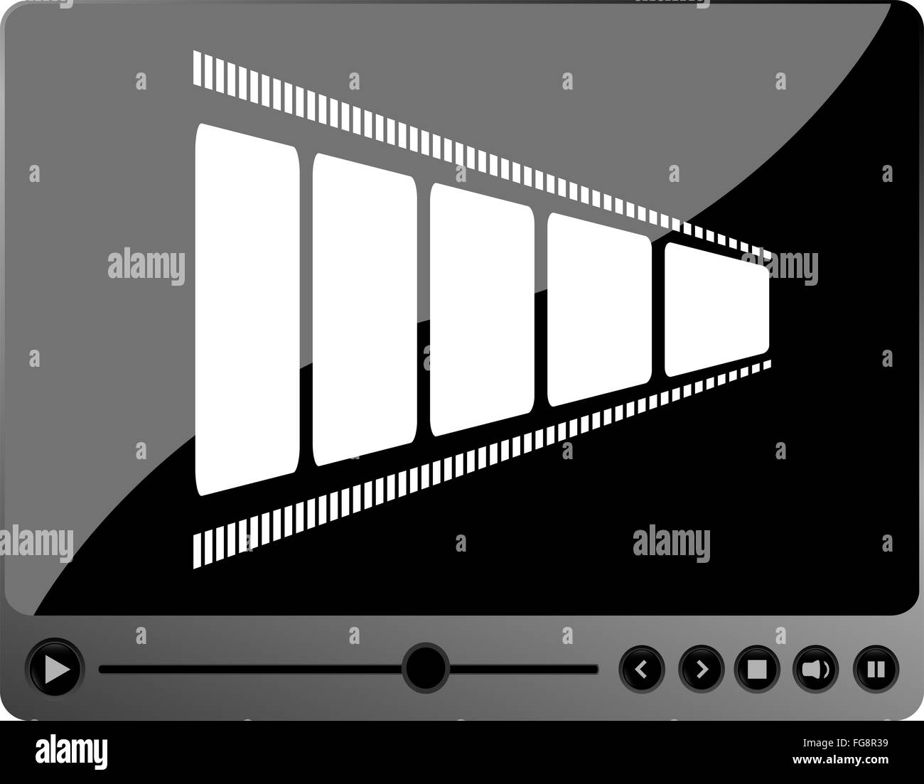 video movie player interface with film strip and metal buttons Stock ...