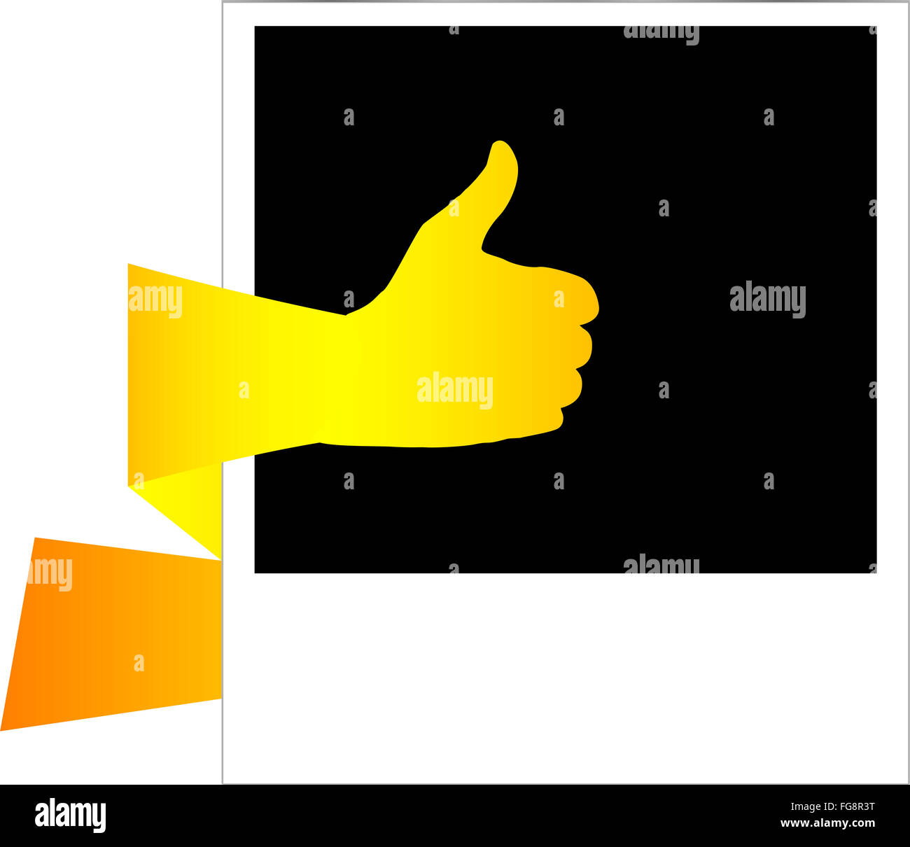 one instant photo frame with like hand isolated on white background ...