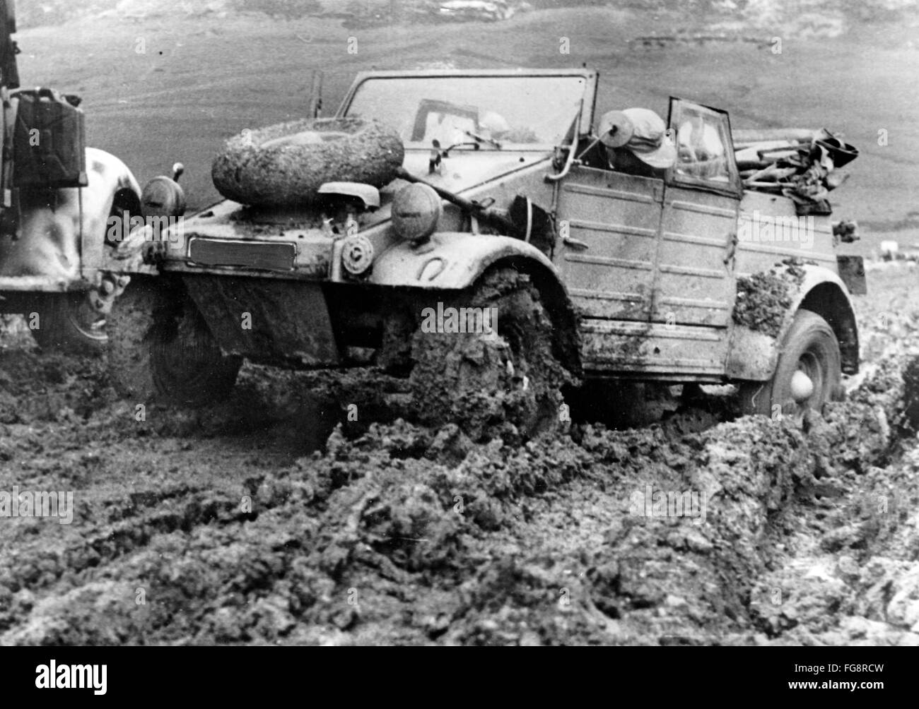 The Nazi propaganda picture shows vehicles of the German Wehrmacht in ...