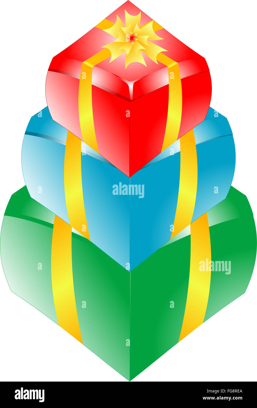 gift box set with yellow ribbon on white background Stock Photo - Alamy