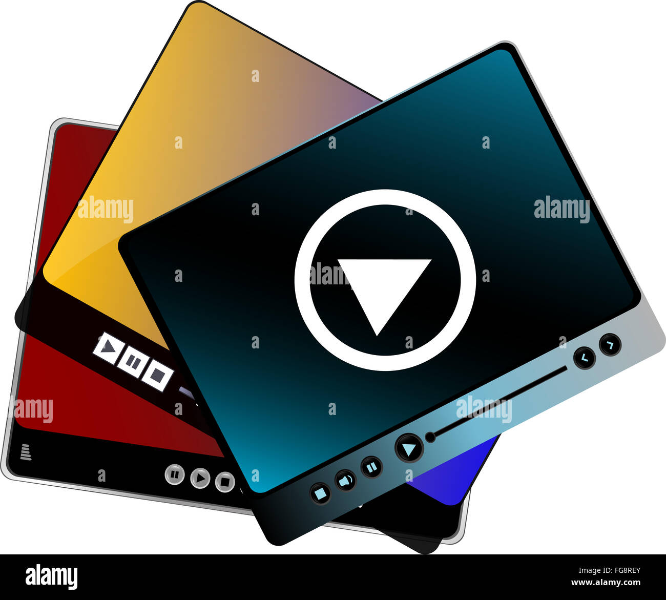 video media player interface set isolated on white Stock Photo - Alamy