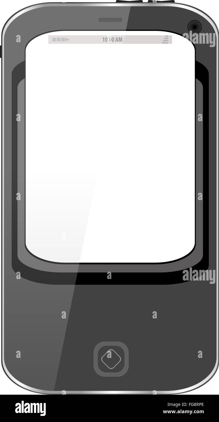 Realistic mobile phone with blank screen isolated on white background ...