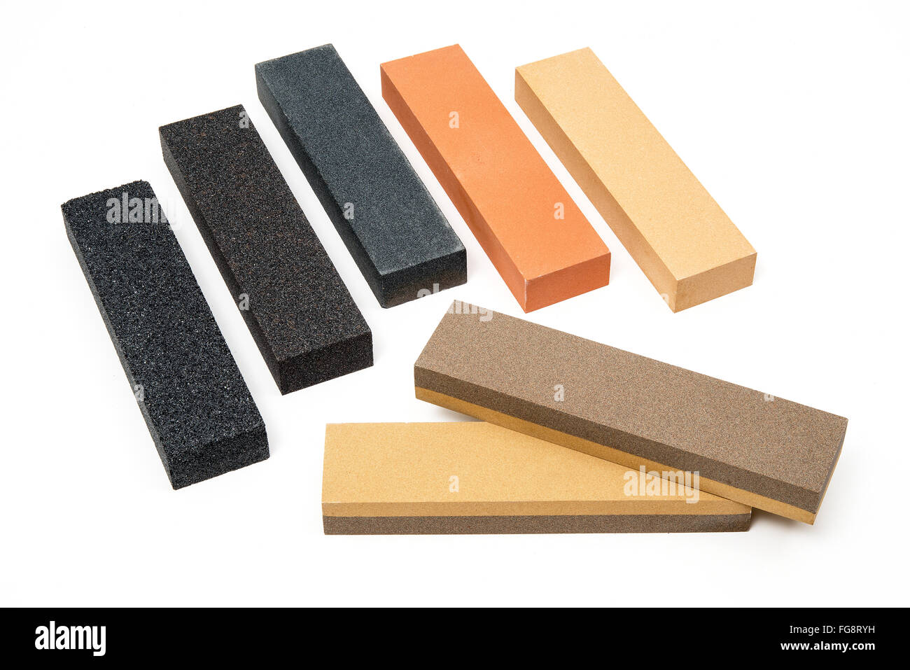 Sharpening stones set of 7 on white background Stock Photo - Alamy