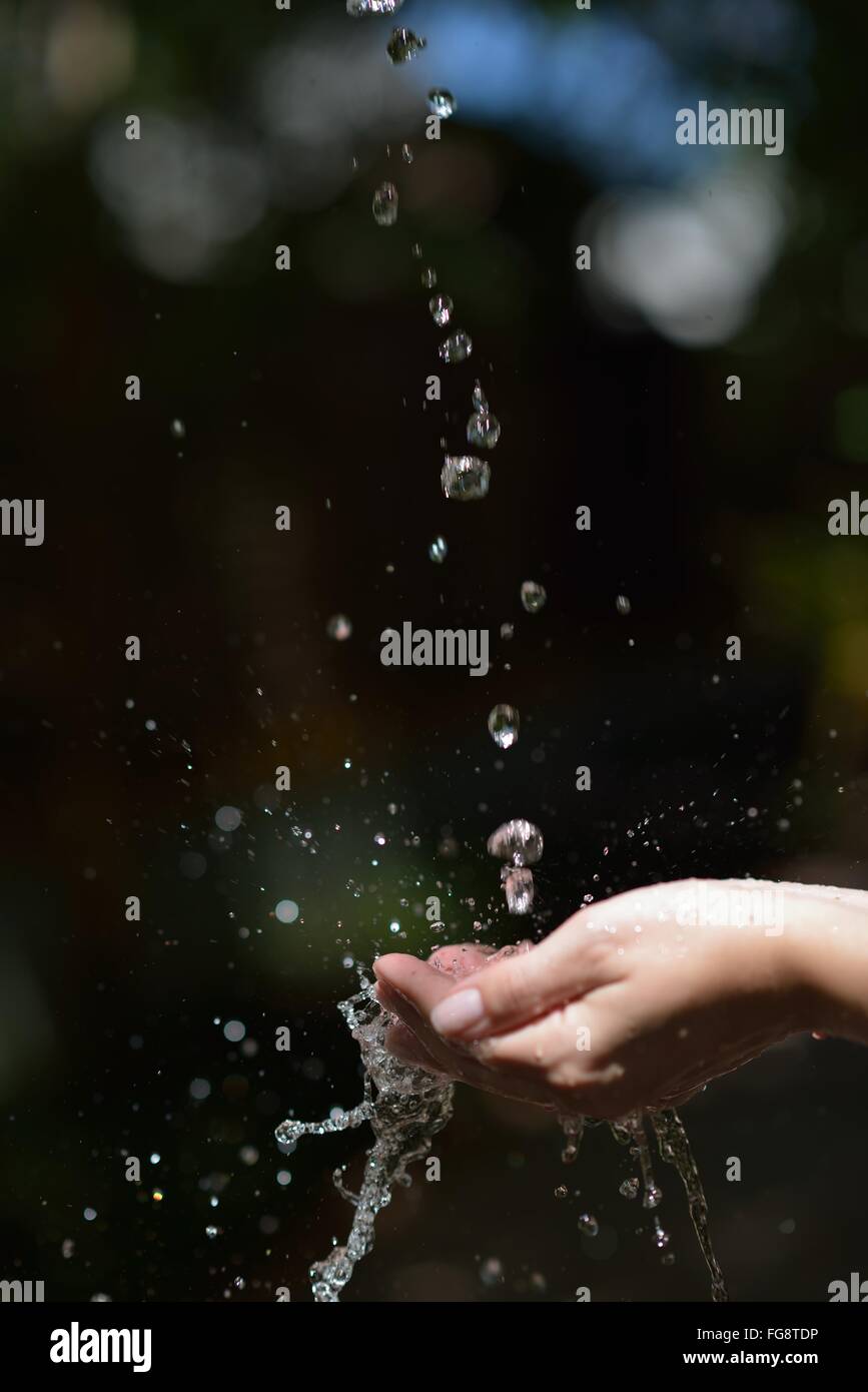 water stream on woman hand Stock Photo - Alamy