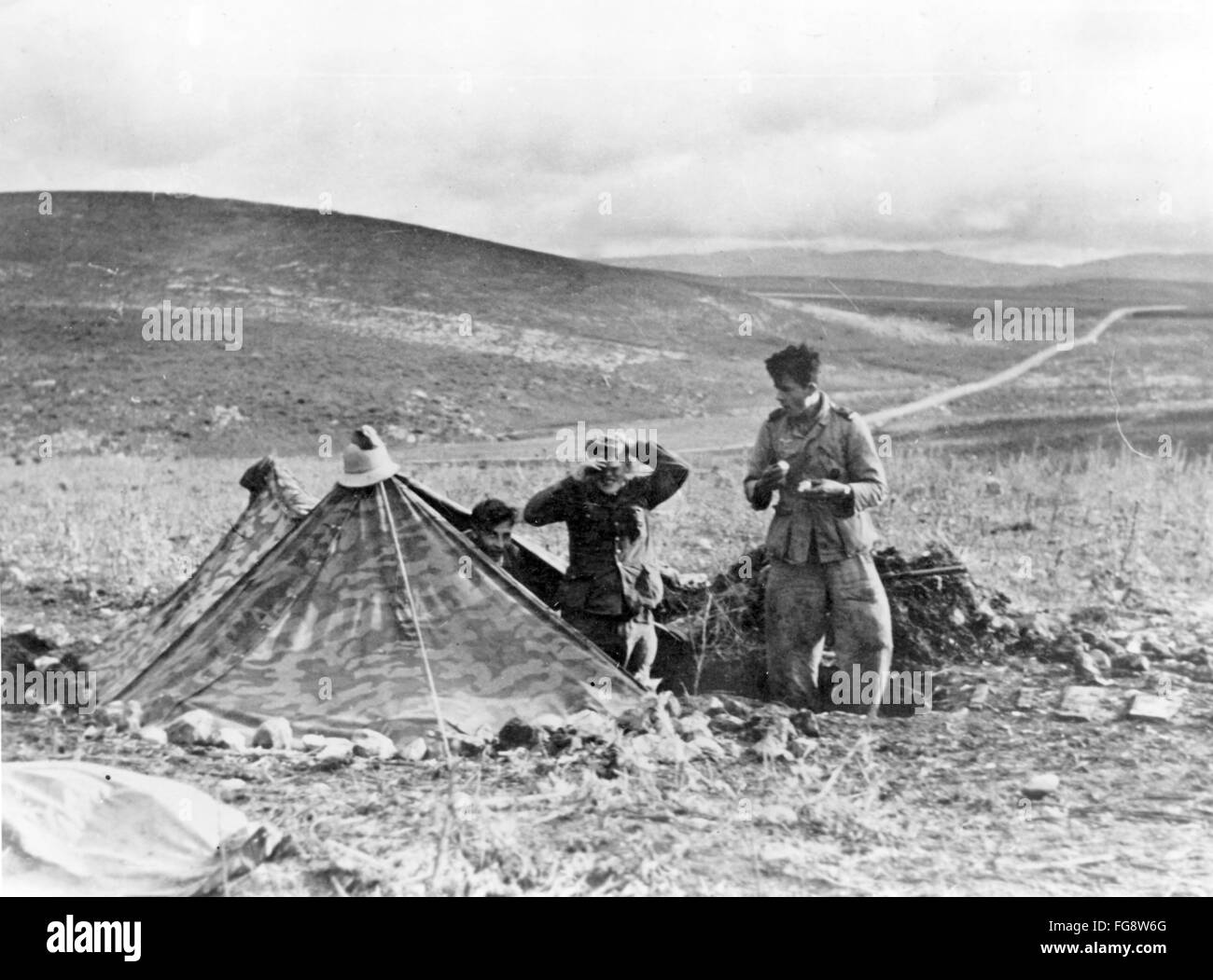 The Nazi propaganda picture shows soldiers of the German Wehrmacht in a ...