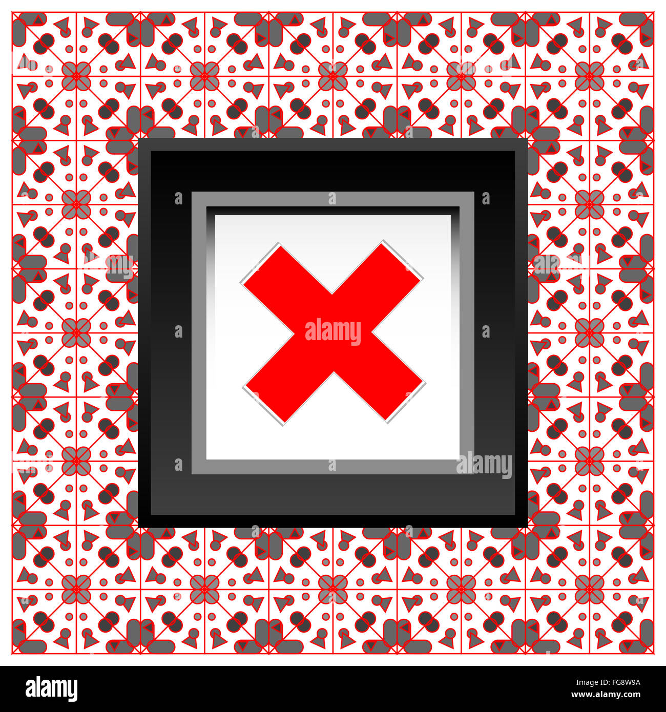 Tick symbol on red folded sticker background design Stock Photo - Alamy