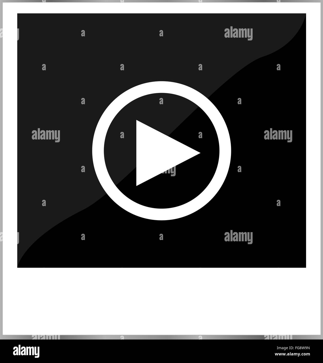 Photo frame with play button, isolated on white Stock Photo - Alamy
