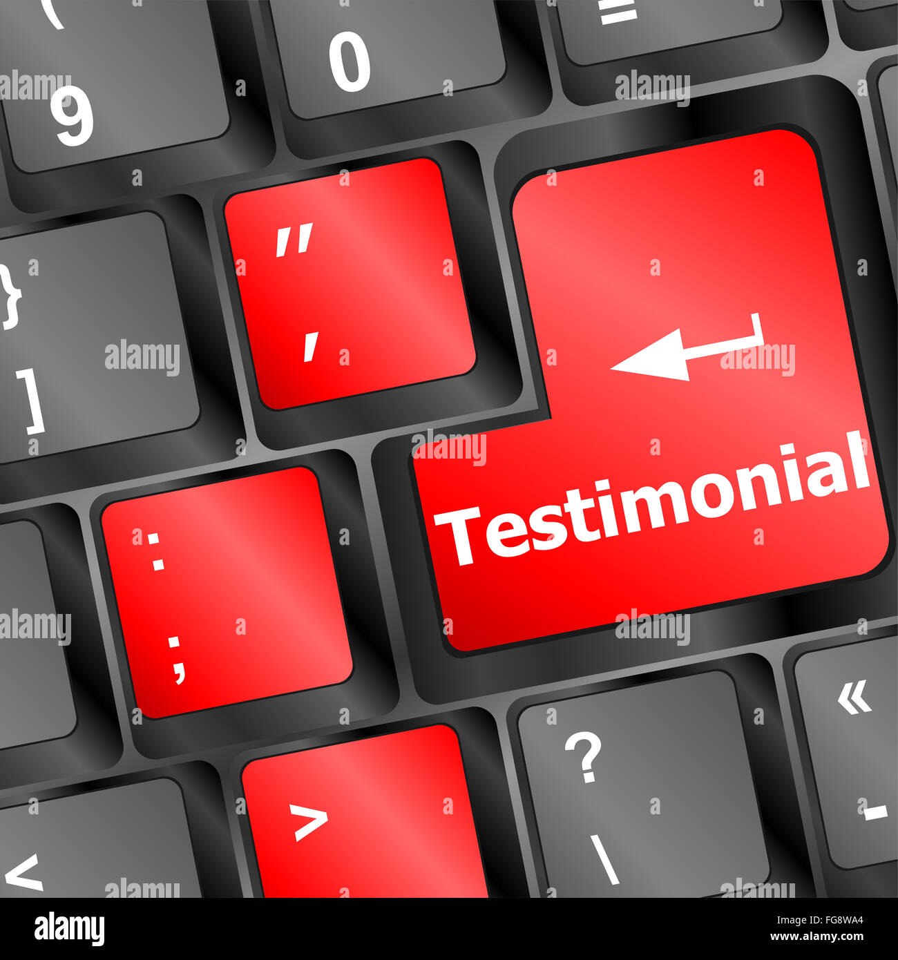 Testimonial red enter key on computer keyboard Stock Photo - Alamy
