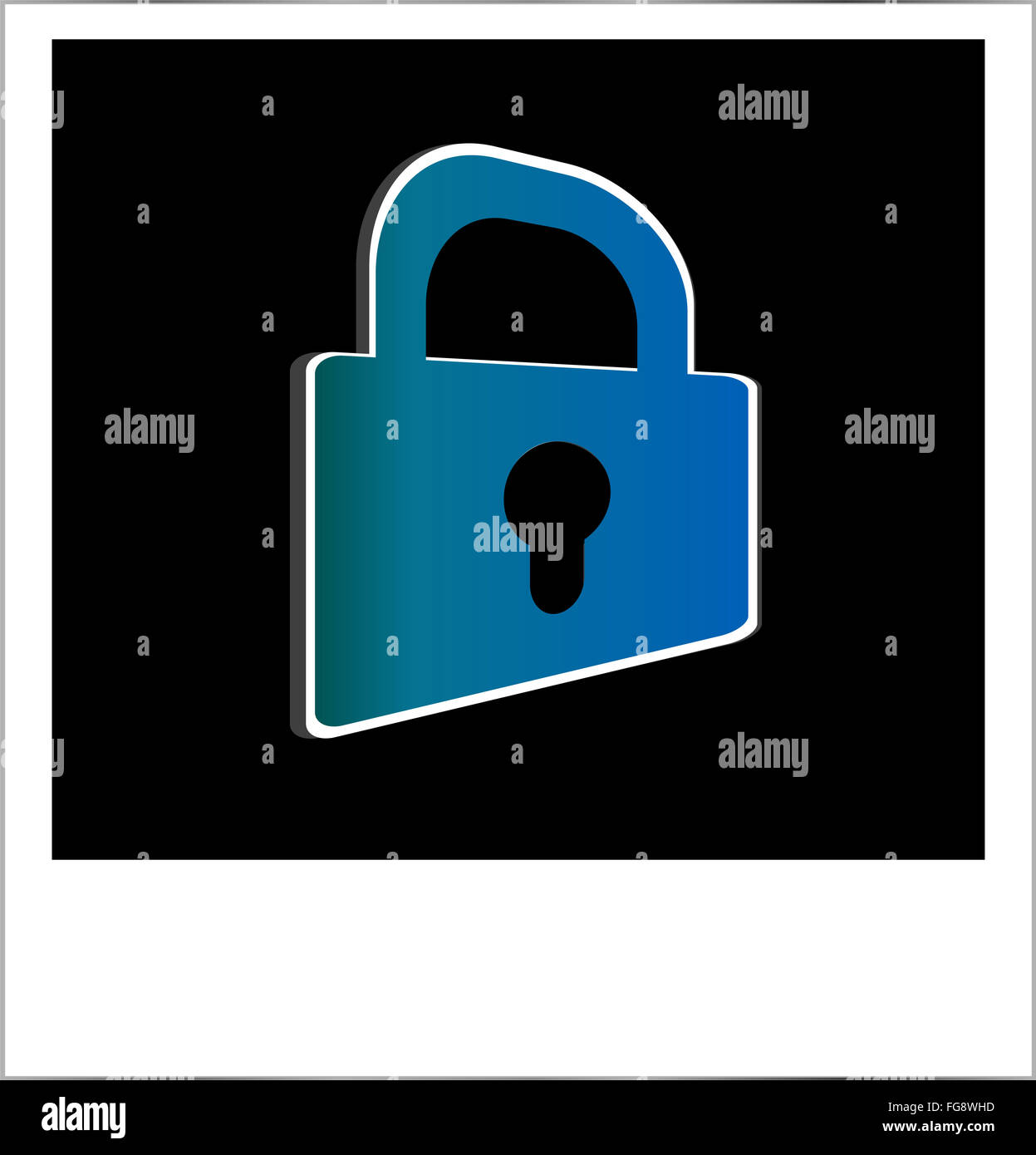 Polaroid photo frame with padlock isolated on white background Stock ...