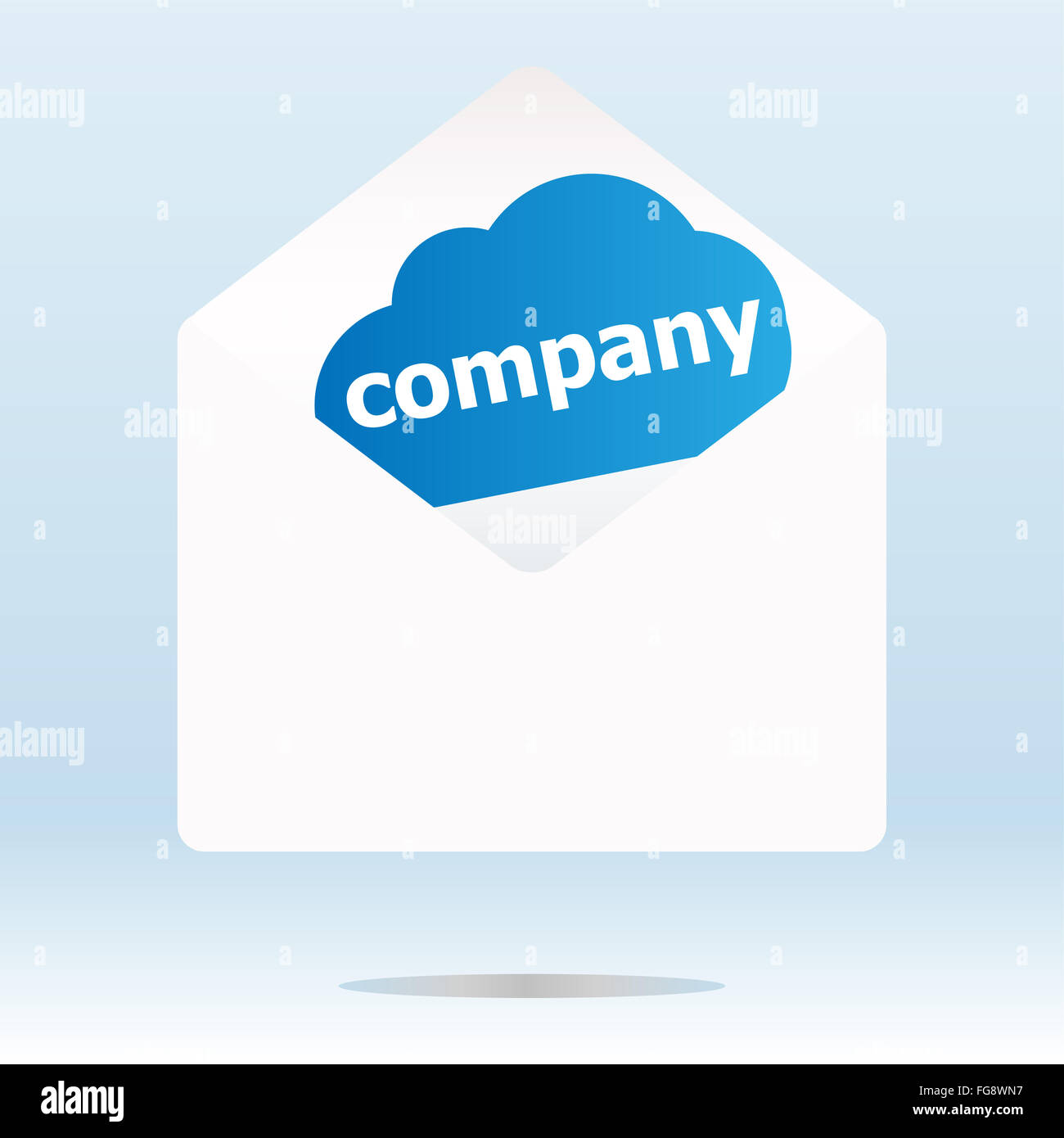 company word on blue cloud, paper mail envelope Stock Photo - Alamy