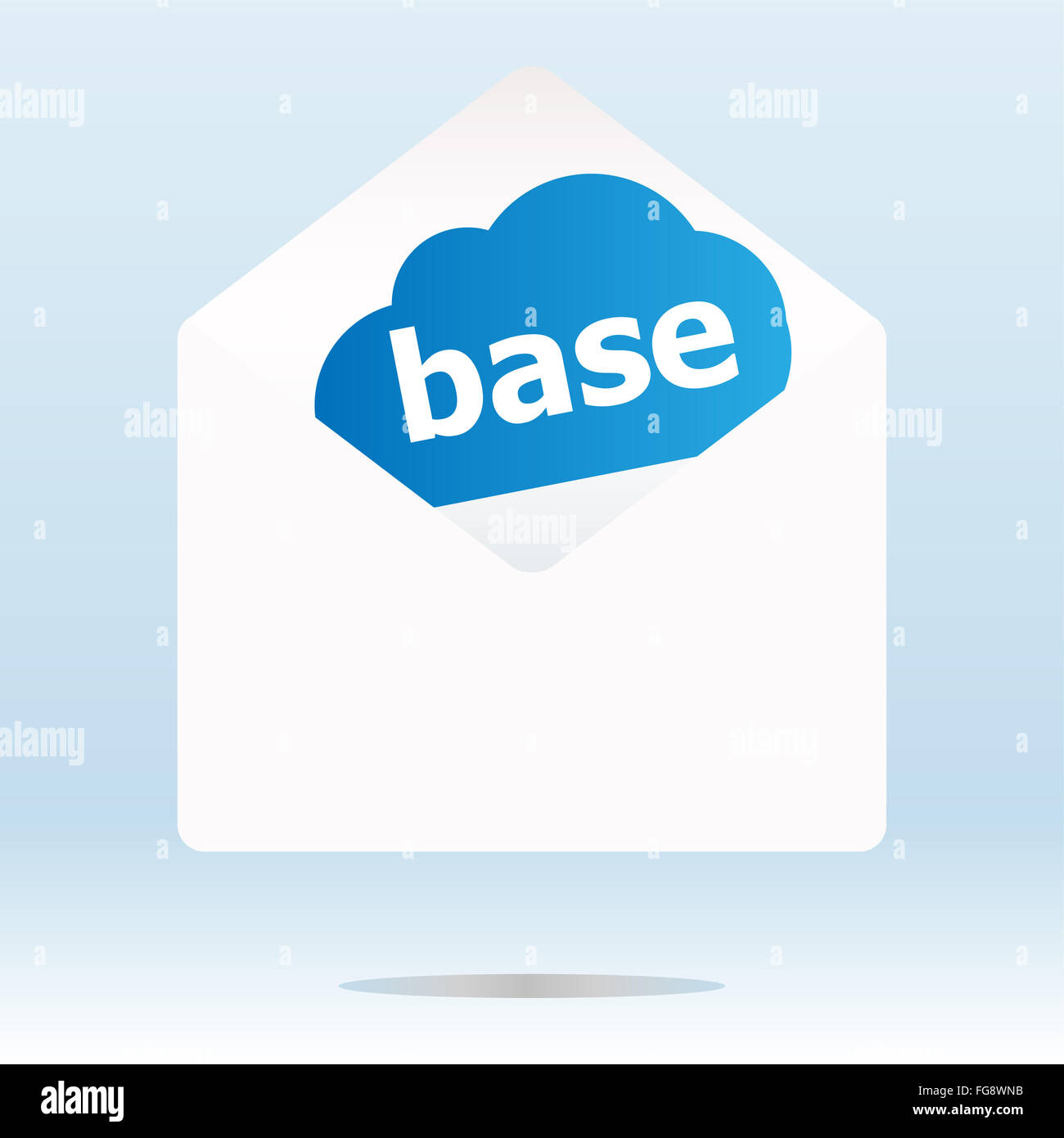base word on blue cloud, paper mail envelope Stock Photo - Alamy