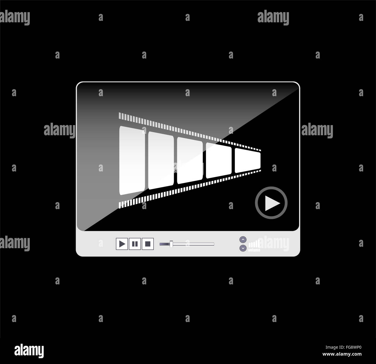 Media player interface with film strip on black Stock Photo - Alamy