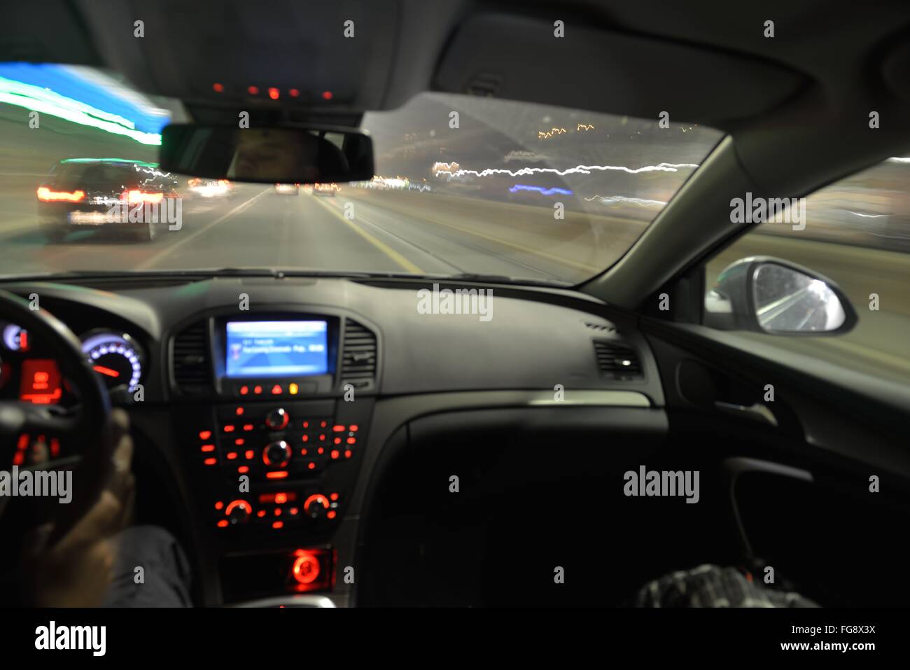 Car moving illuminated street night car hi-res stock photography and ...