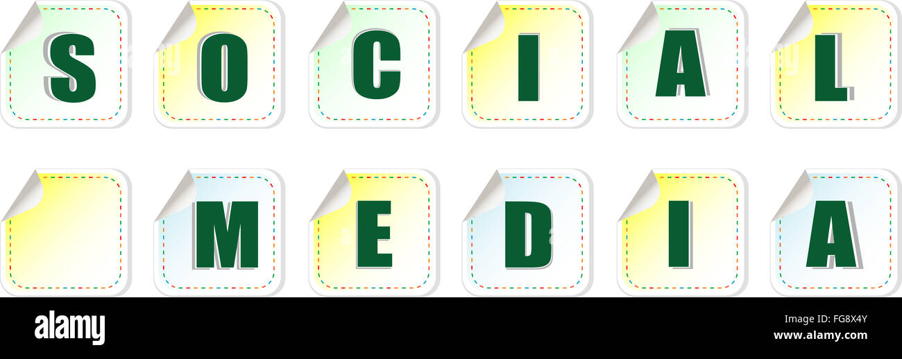 Social media word cloud written on a stickers Stock Photo - Alamy